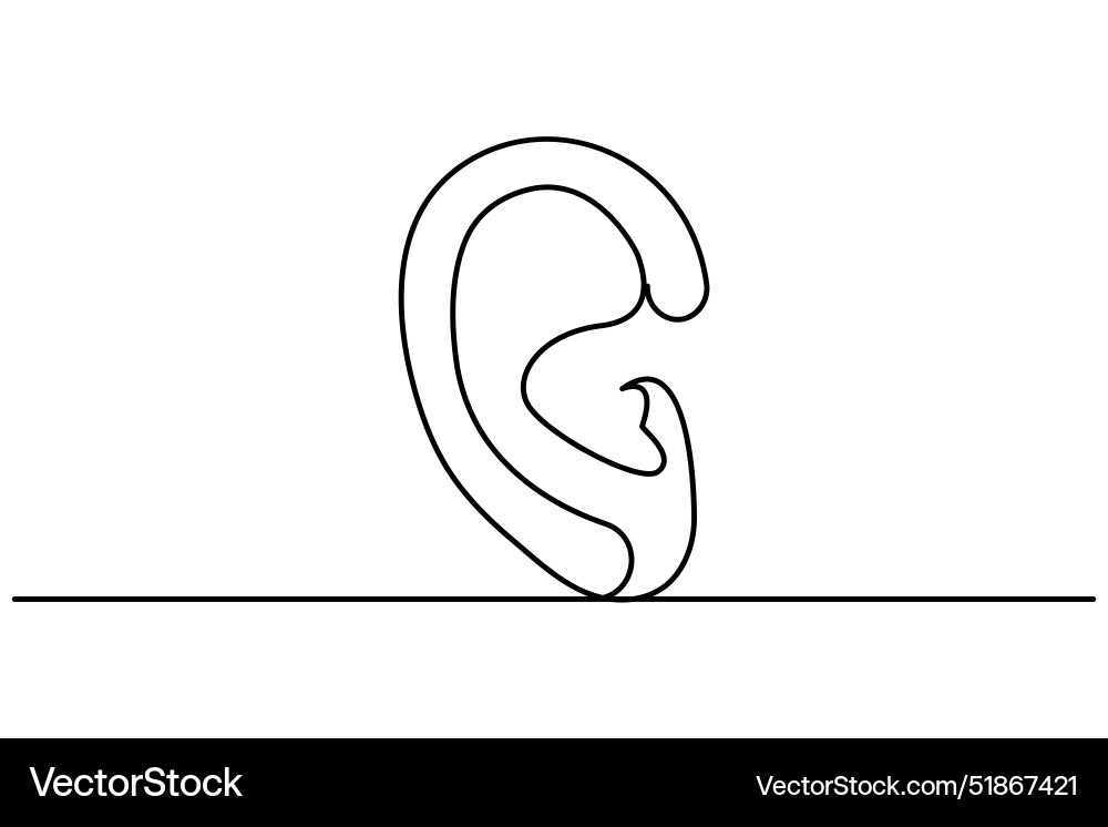 Ear continuous one line drawing of outline Vector Image