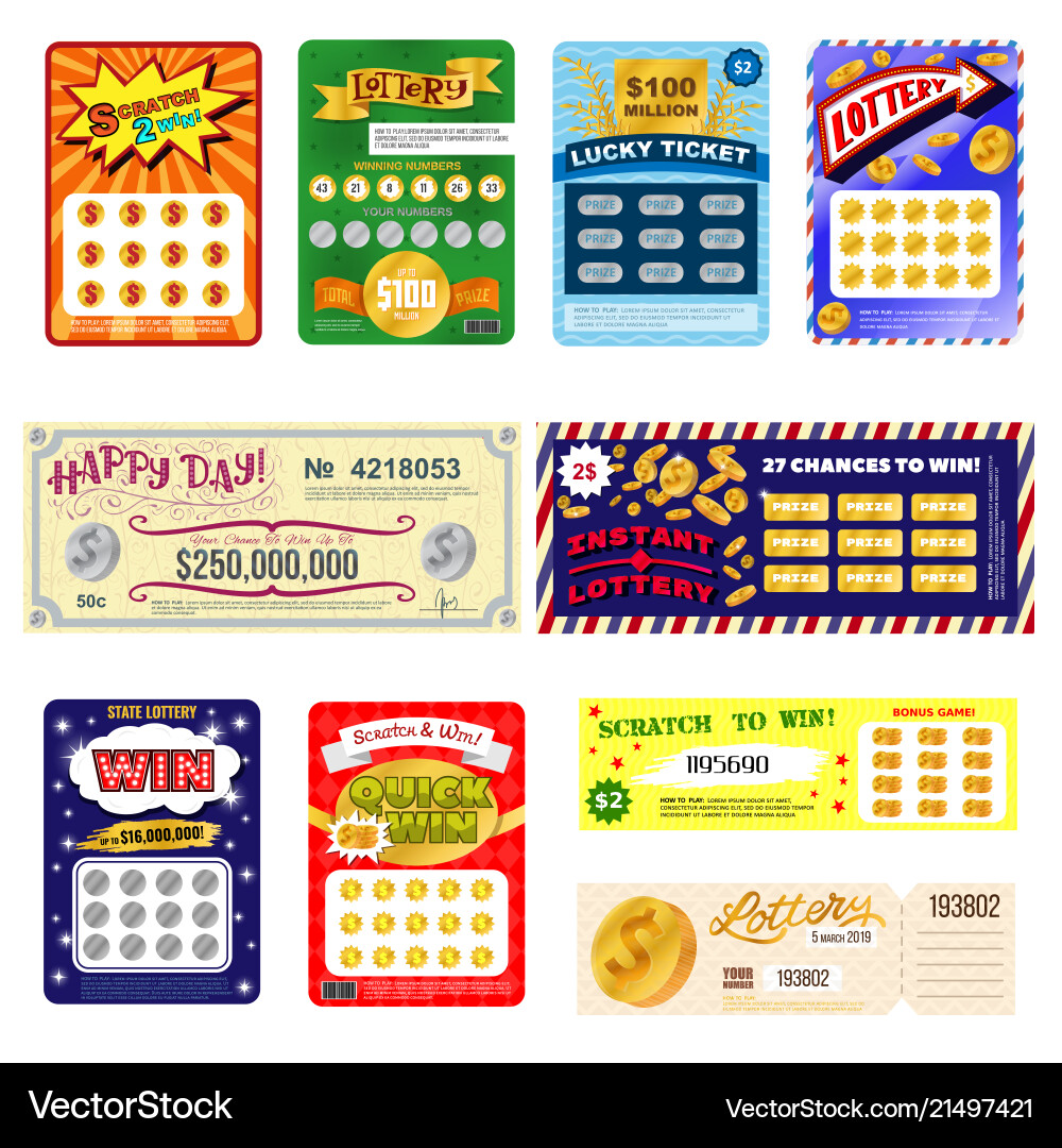 Lottery ticket lucky bingo card win chance Vector Image