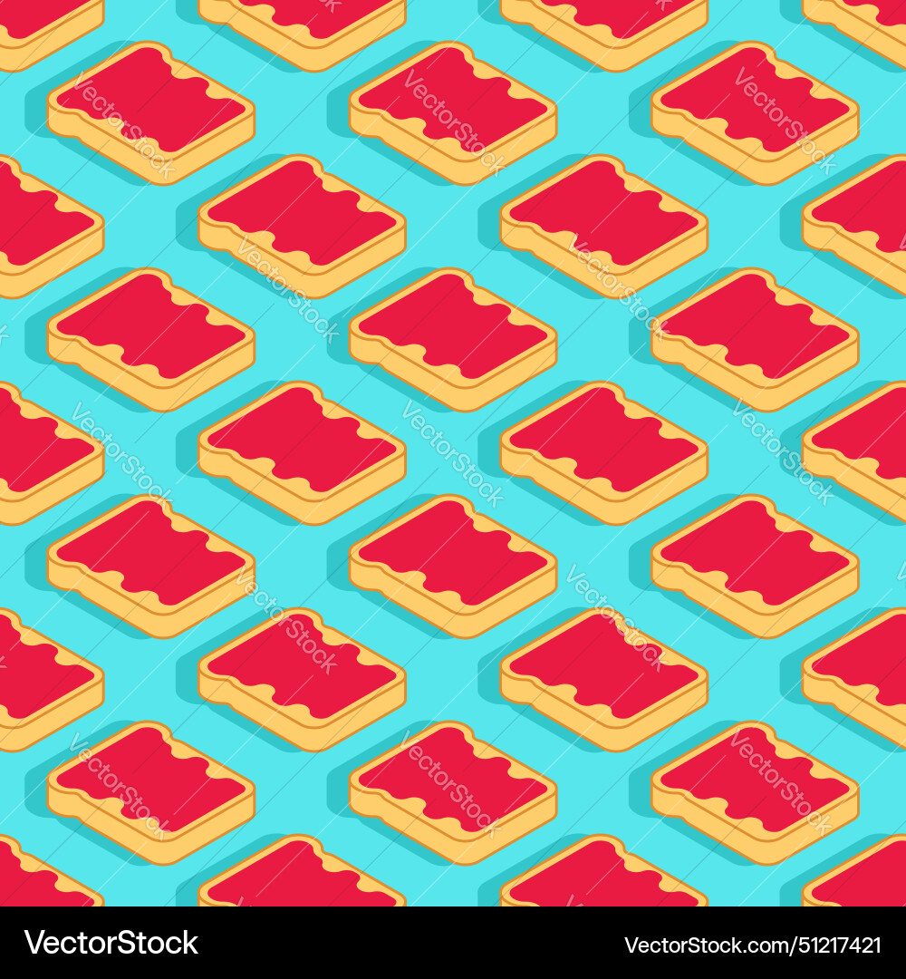 Toast with strawberry jam pattern seamless food Vector Image
