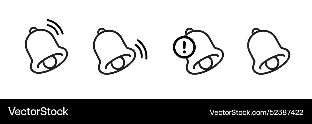 Bell icon set ringing with notification Royalty Free Vector