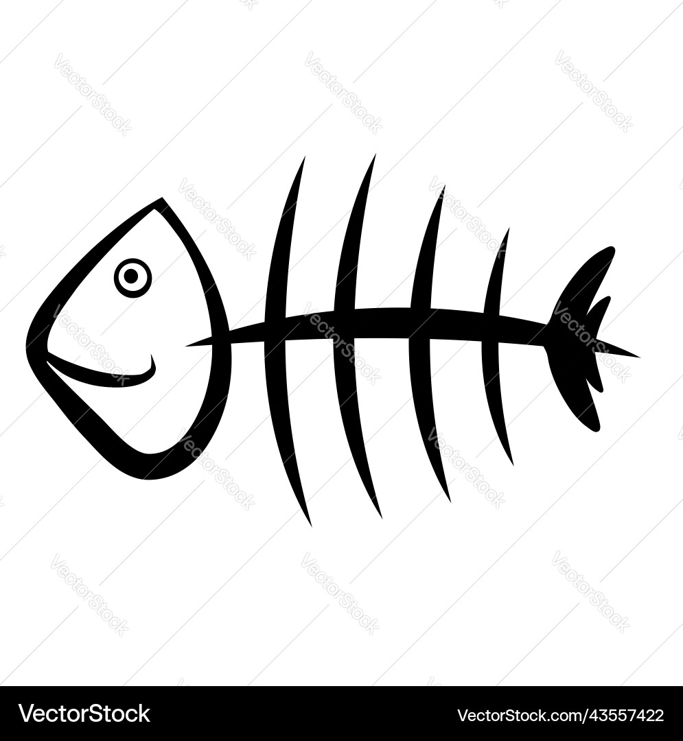 Black fish bone icon Royalty Free Vector Image
