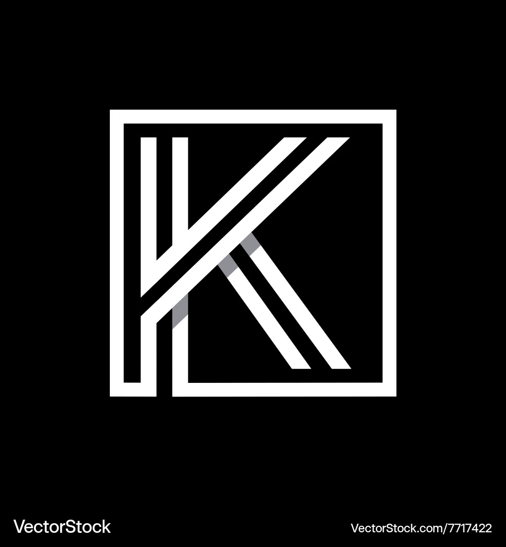 Capital letter k monogram logo emblem Royalty Free Vector