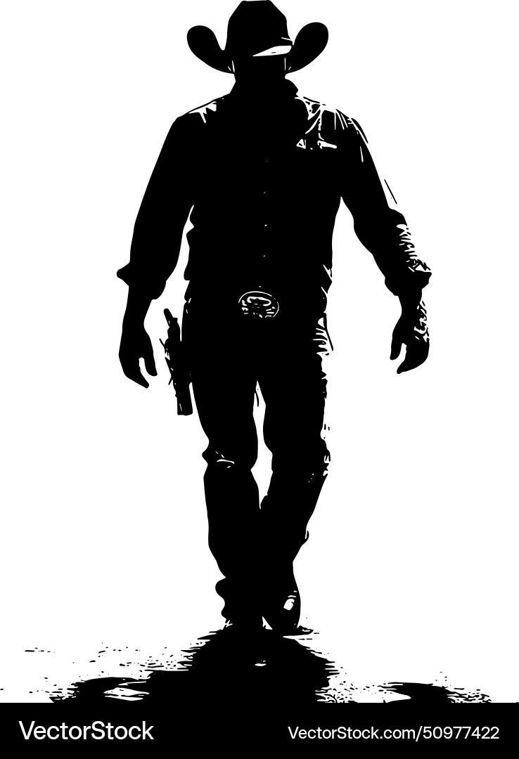 Cowboy walking silhouette Royalty Free Vector Image