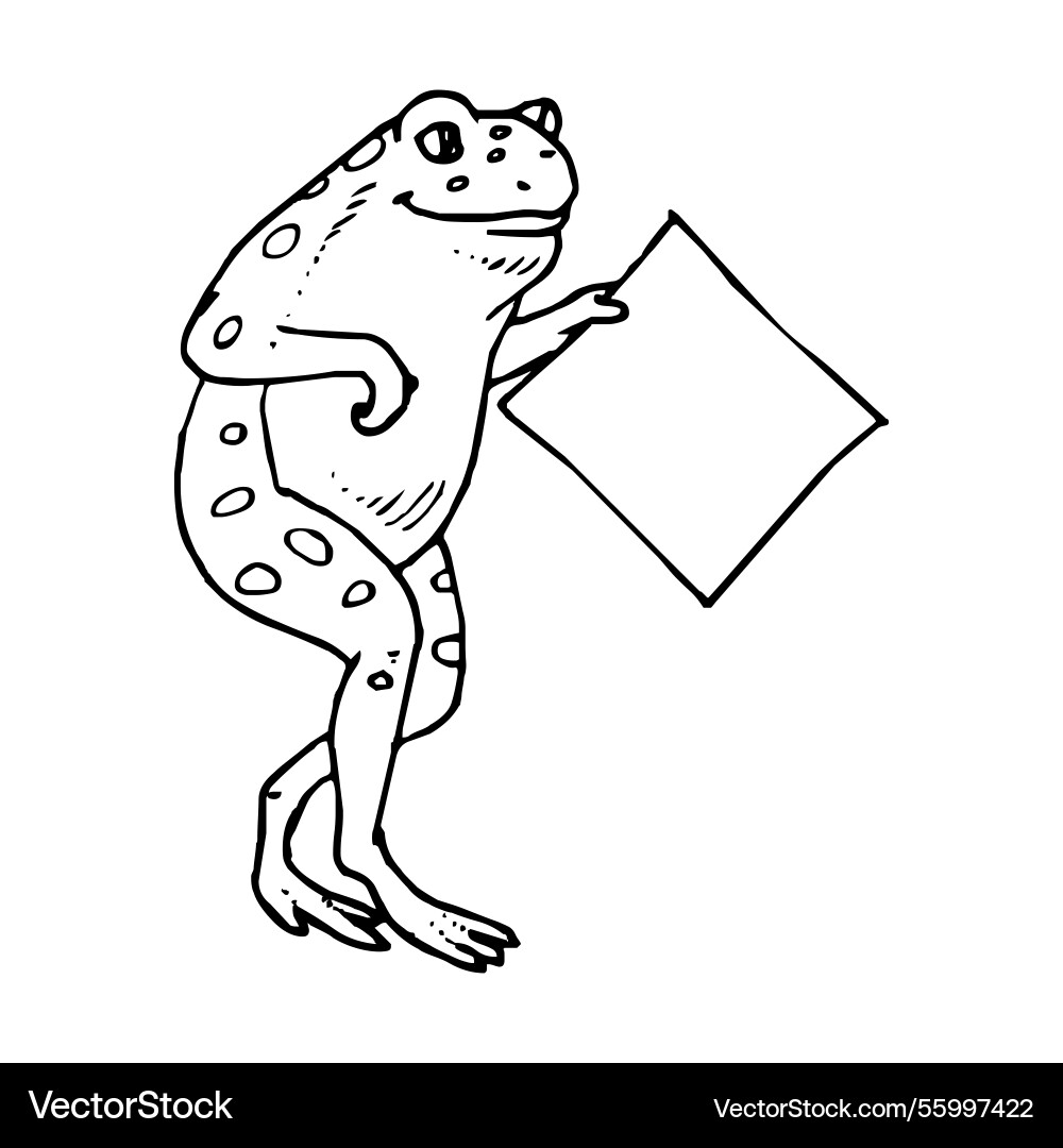 Elegant anthropomorphic toad holding paper Vector Image