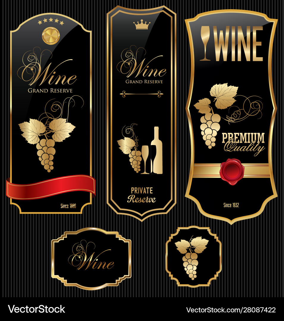 Elegant Golden Wine Labels Royalty Free Vector Image
