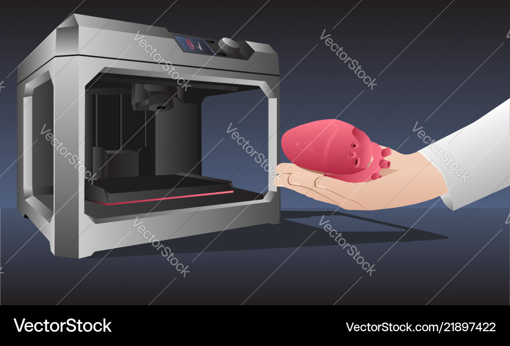 Heart printed on a 3d printer Royalty Free Vector Image