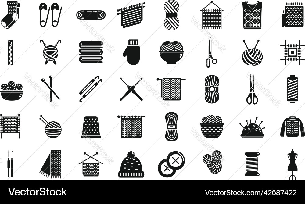Knitting Icons - Yarn & Crochet Royalty Free Vector