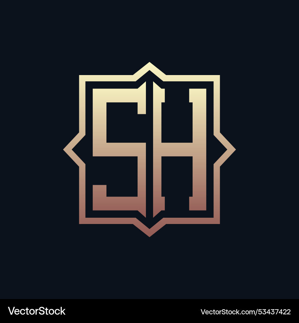 Luxury initial sh monogram logo design elegant Vector Image