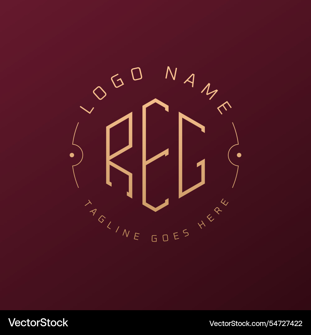 Luxury reg logo design elegant letter Royalty Free Vector