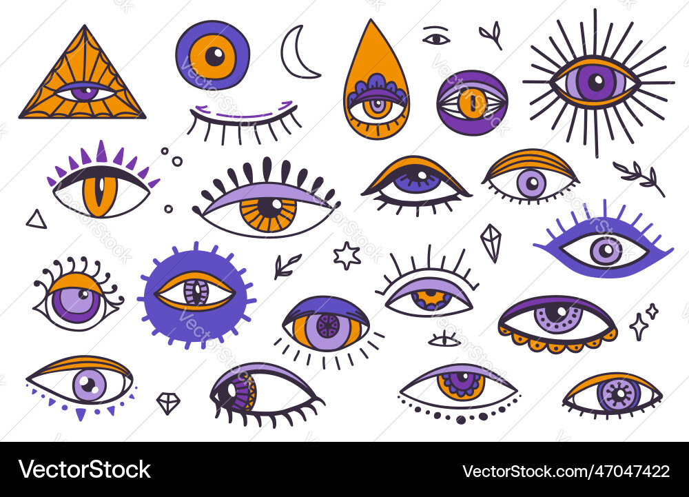 Mystic Eye Symbols - Witchcraft & Magic Vector Image