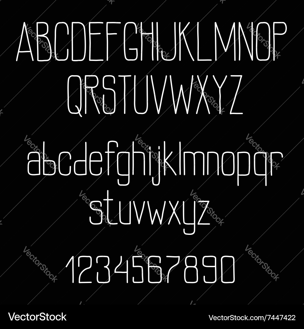 Retro Kreide Schriftart Alphabet auf Blackboard Lizenzfreier Vektor