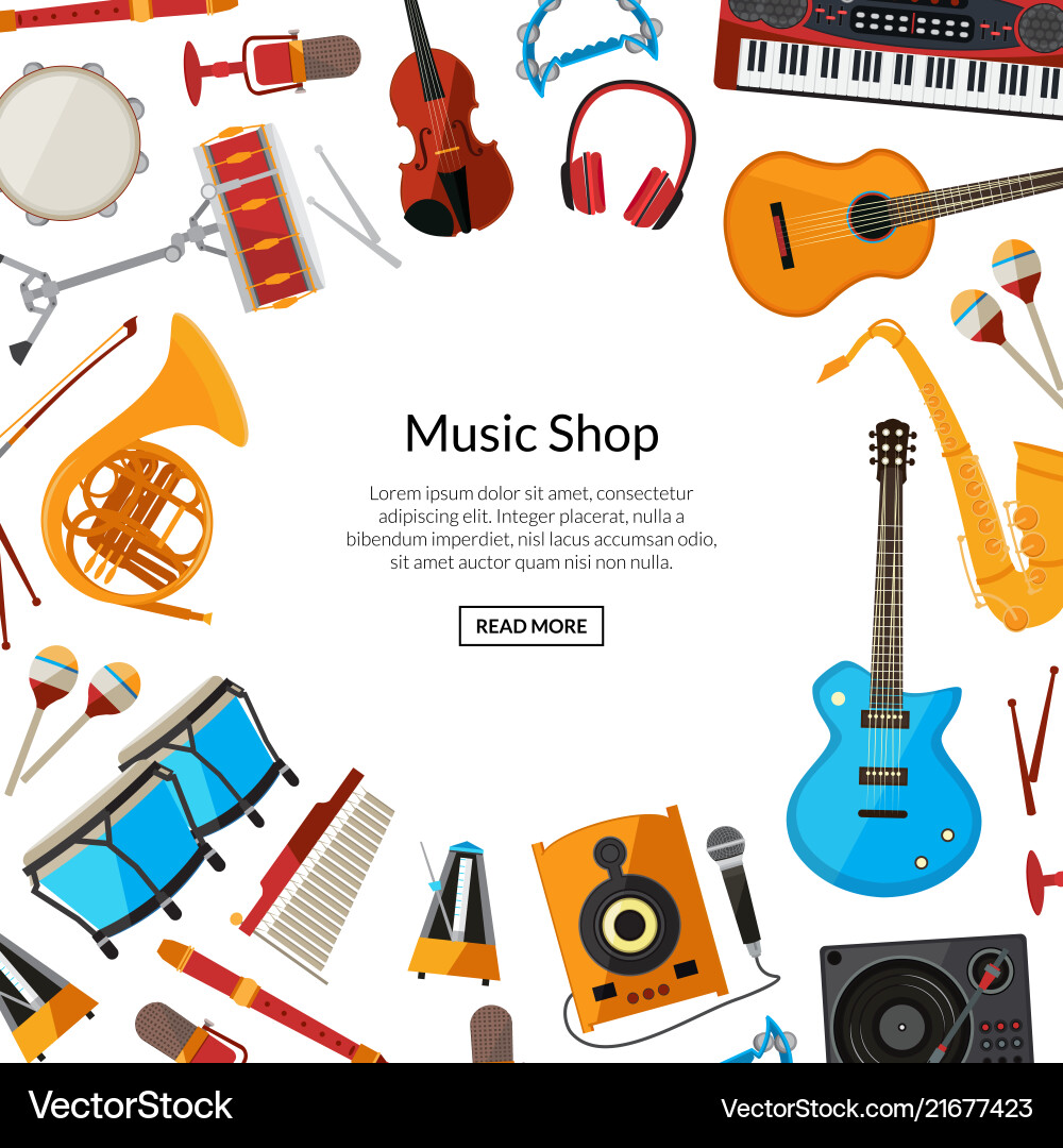 Cartoon musical instruments background Royalty Free Vector