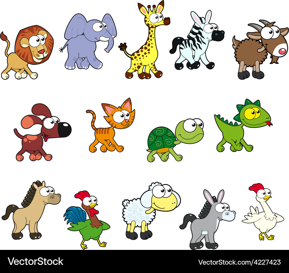 Group of funny animals Royalty Free Vector Image