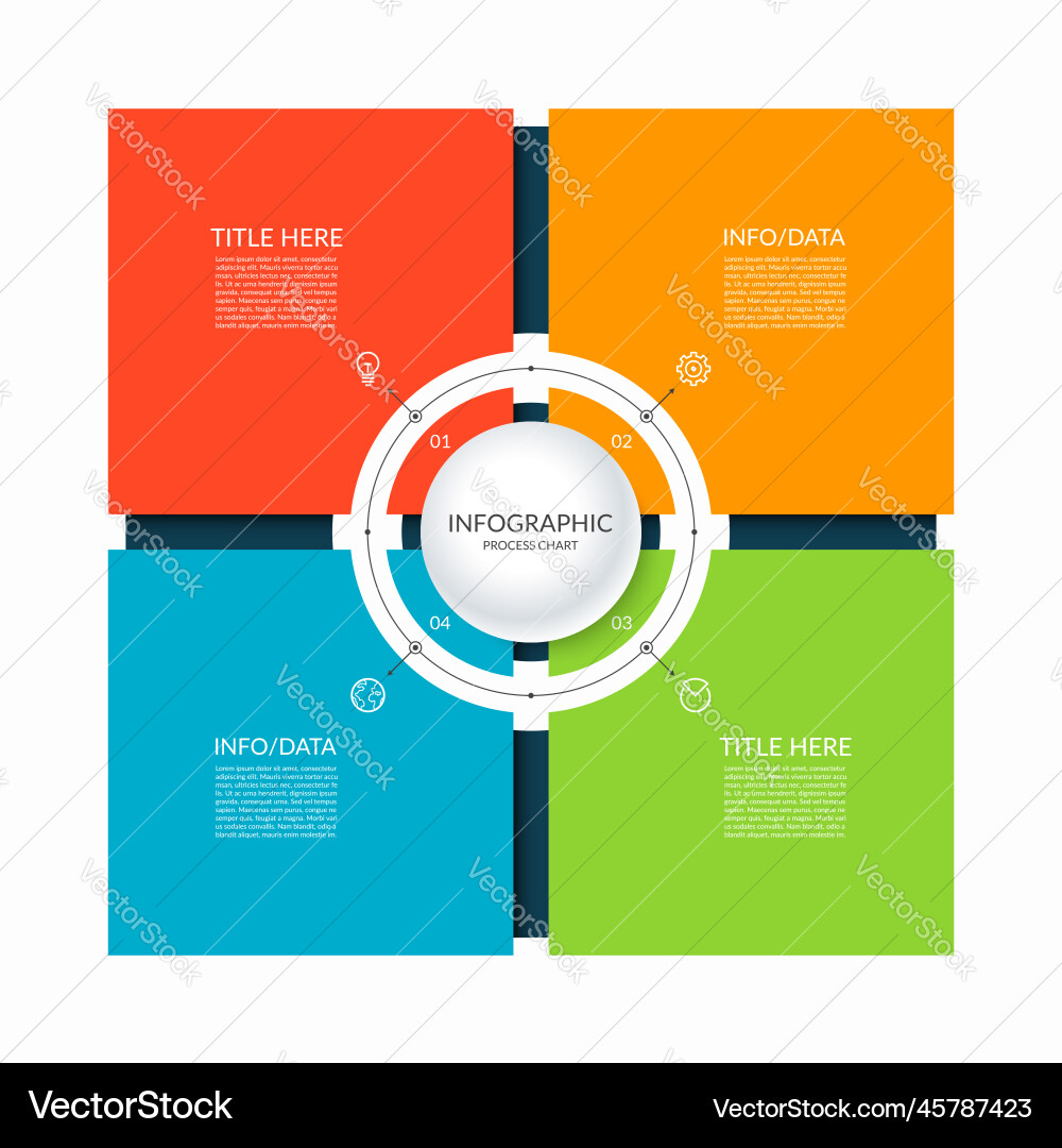 Infographic square template with 4 steps parts Vector Image