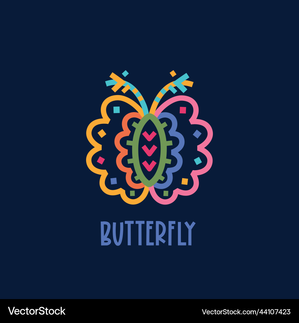 Ornate colourful lines butterfly logo Royalty Free Vector Ornate colourful lines butterfly logo Royalty Free Vector