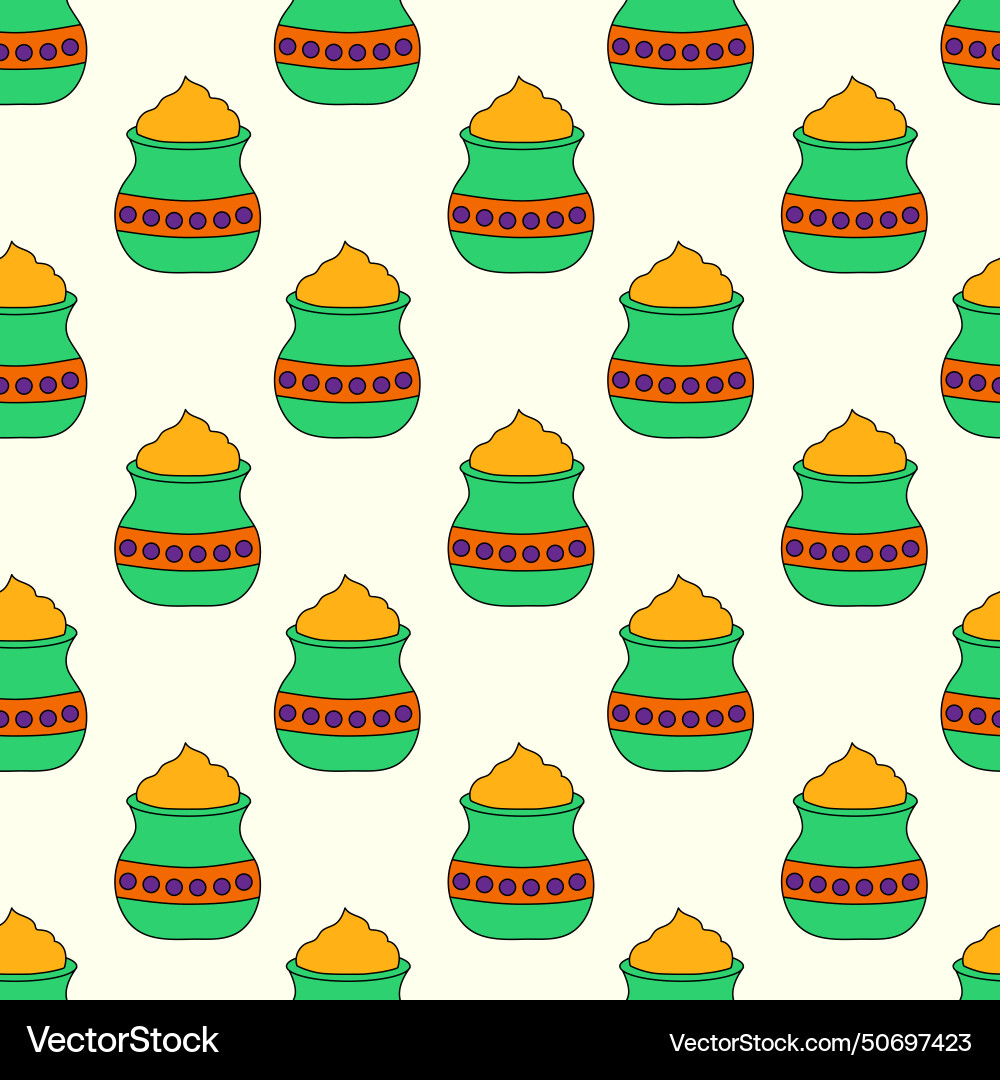 Seamless pattern with holi jar gulal elements Vector Image
