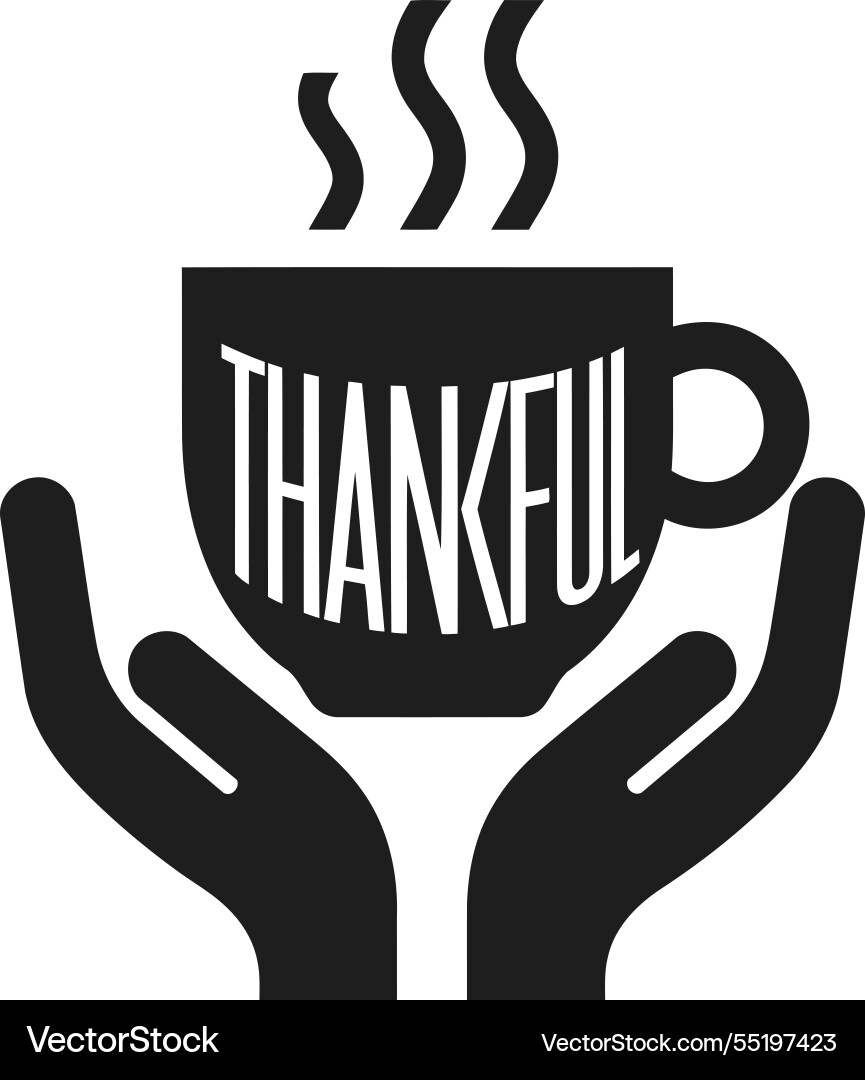 Thankful coffee cup icon Royalty Free Vector Image