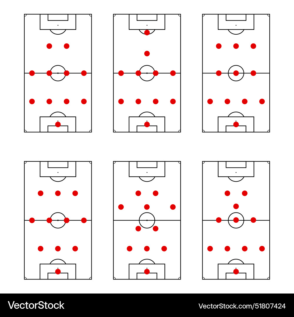 Attack tactics football player position build up Vector Image