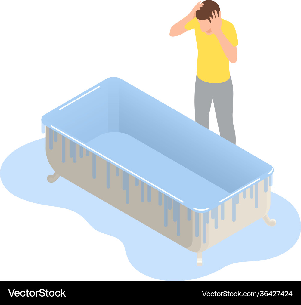 Bath water leak composition Royalty Free Vector Image