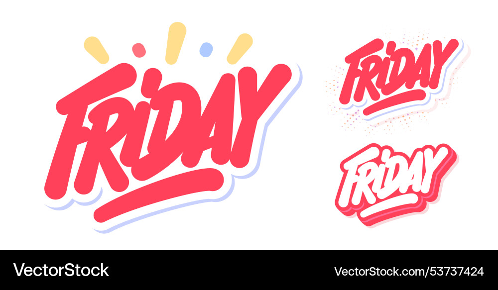 Friday handwritten letterings text Royalty Free Vector Image