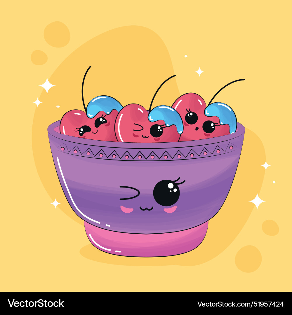 Happy cute bowl cartoon Royalty Free Vector Image