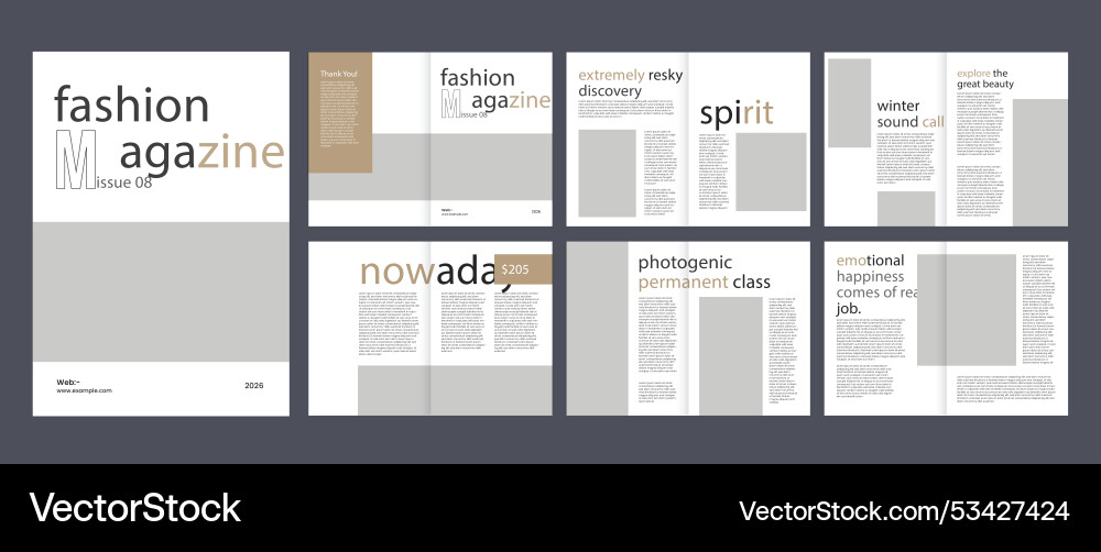 Modern magazine template layout premium Royalty Free Vector