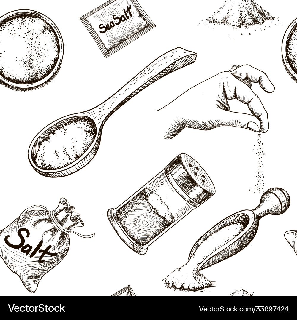 Salt spicy cooking seamless pattern wallpaper Vector Image