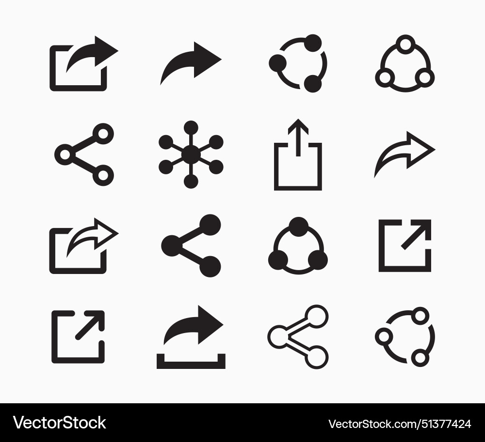 Share icon set and share button set Royalty Free Vector