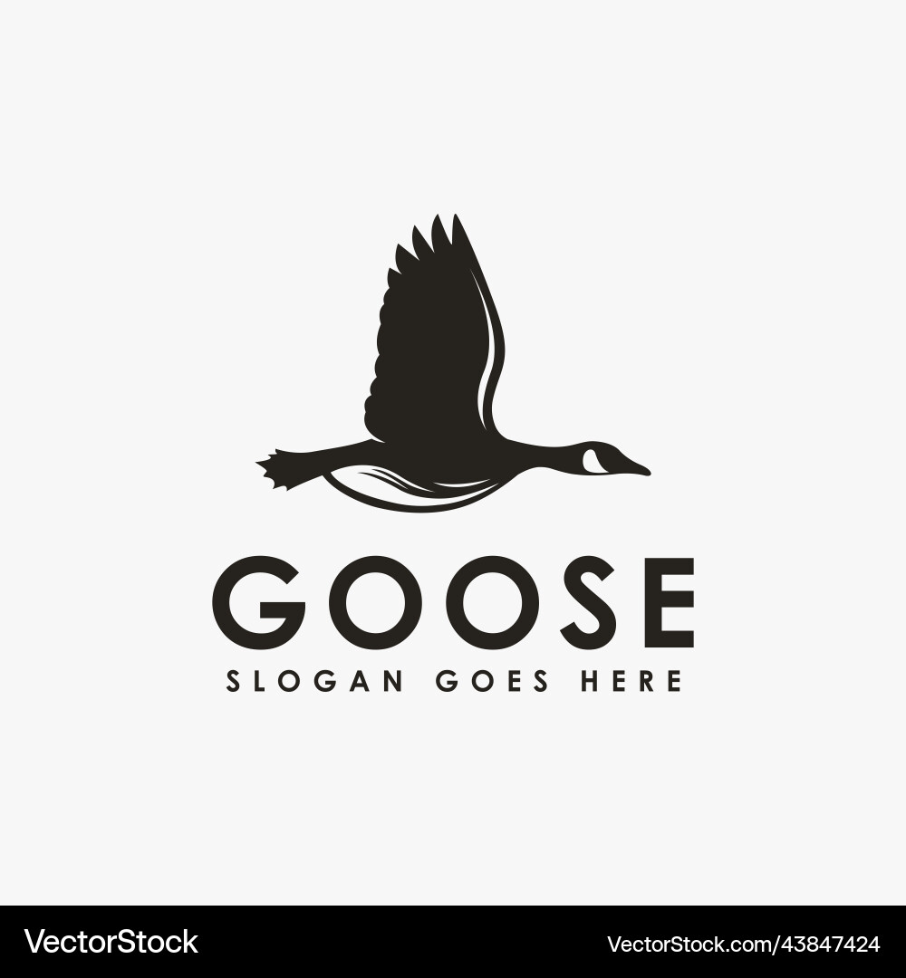 Simple flying goose logo icon on white background Vector Image