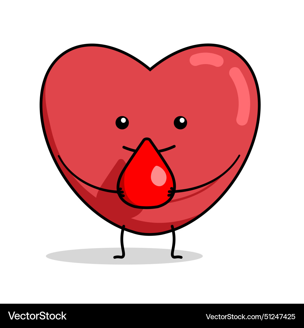Cute heart give a blood drop Royalty Free Vector Image