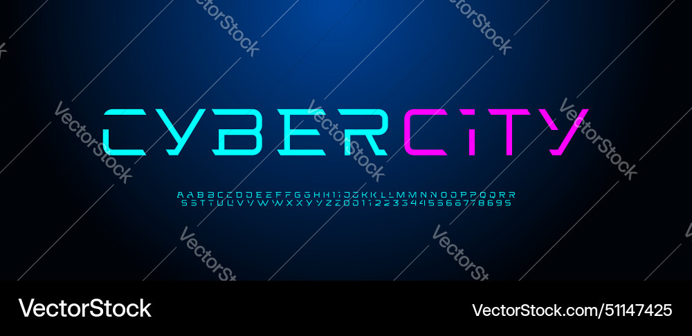 Digital modern alphabet technology font Royalty Free Vector
