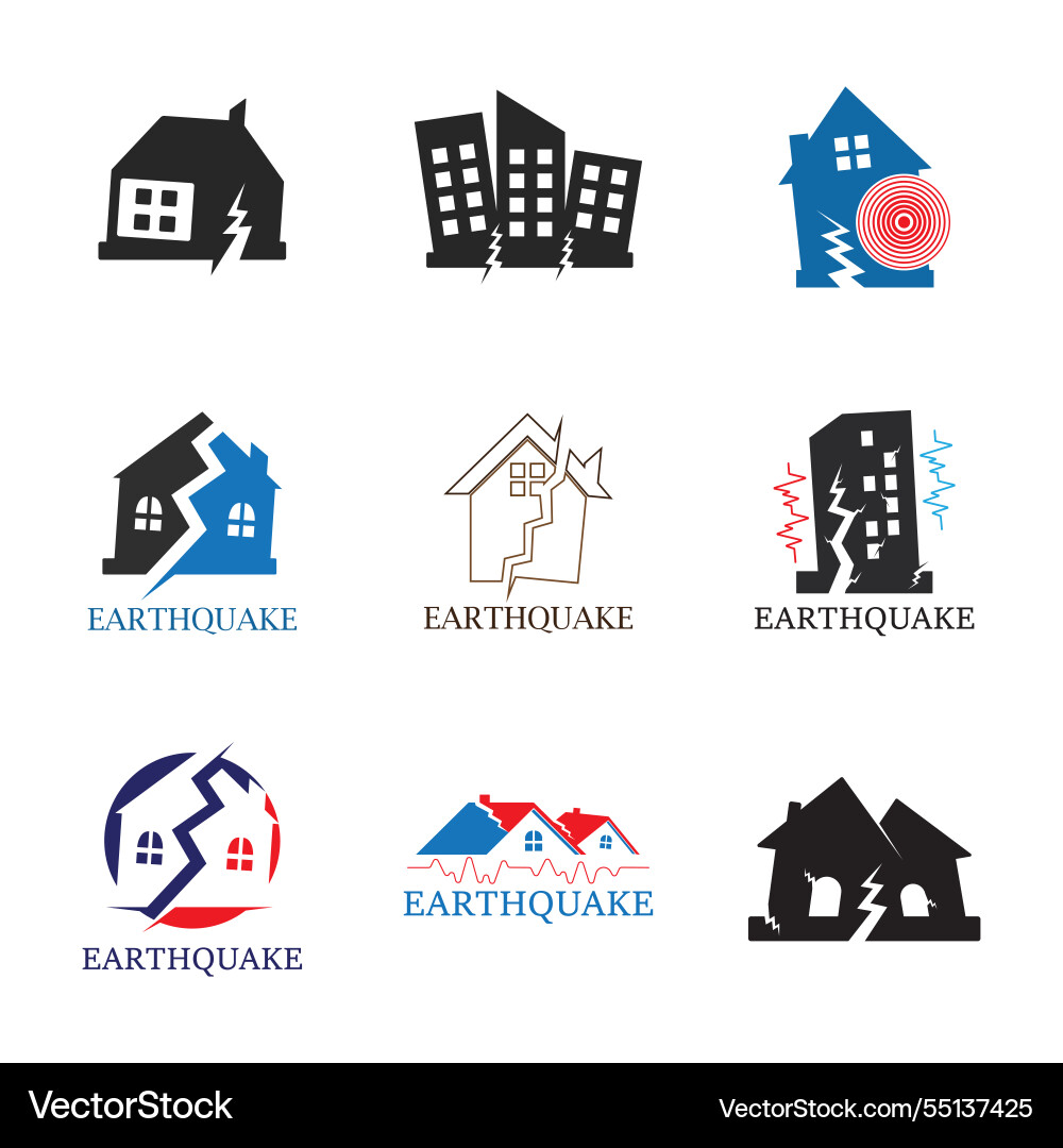 Earthquake logo icon design Royalty Free Vector Image