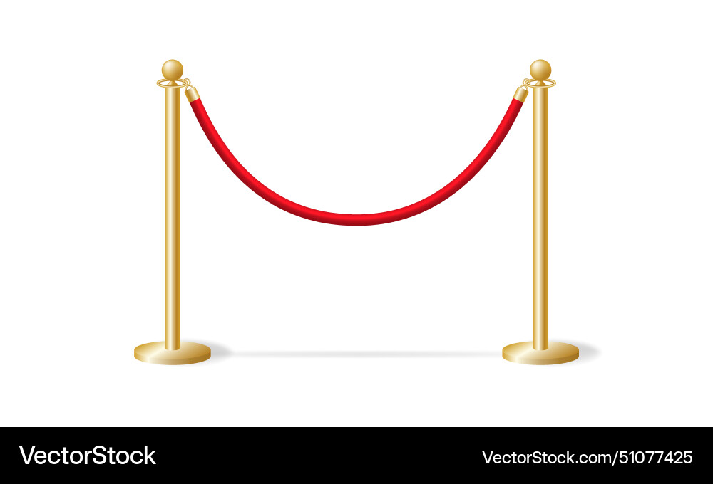 Fencing gold bollards with red rope template Vector Image