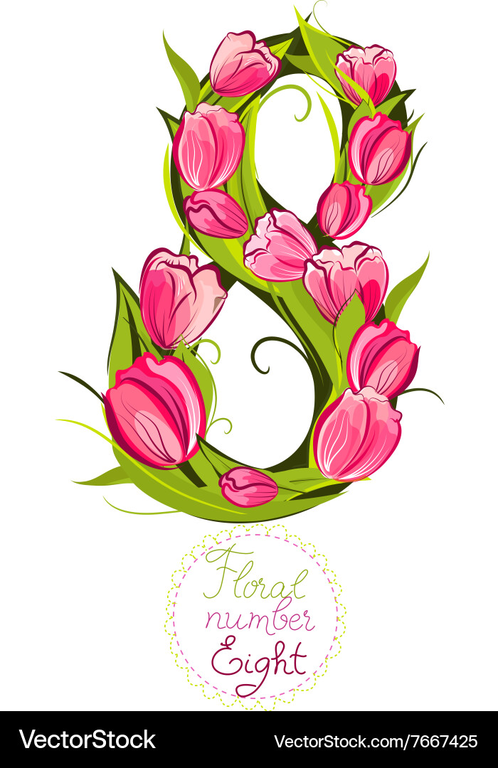 Floral number eight Royalty Free Vector Image - VectorStock