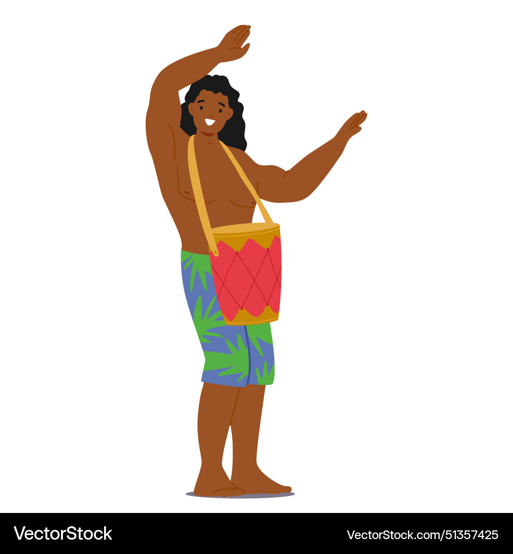 Hawaiian male dancer character joyfully performs Vector Image