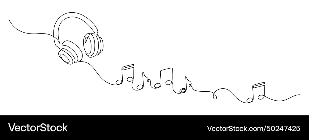 Eine kontinuierliche Linienzeichnung von Noten Vektorbild