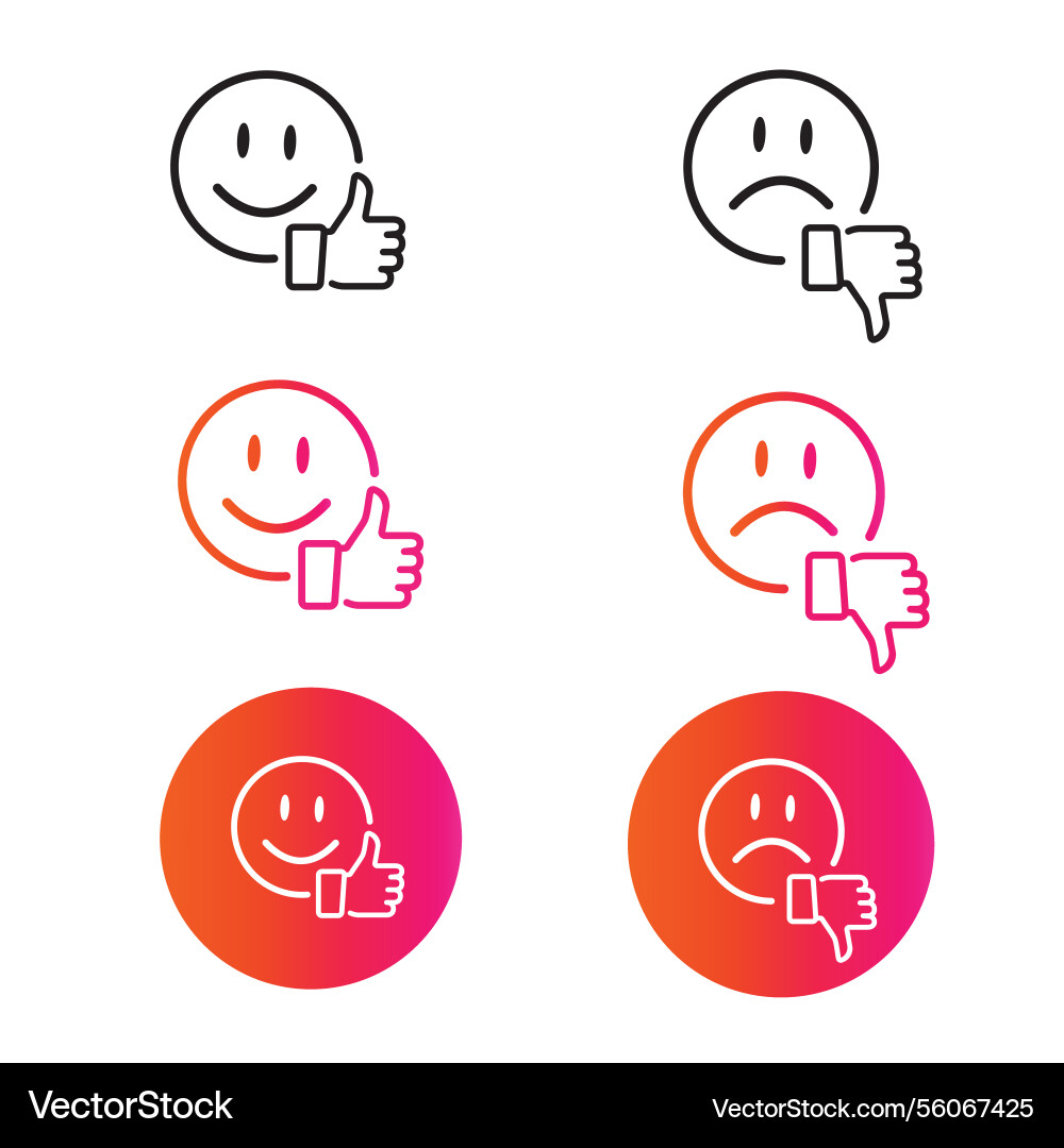 Positive negative face with thumbs up and down Vector Image