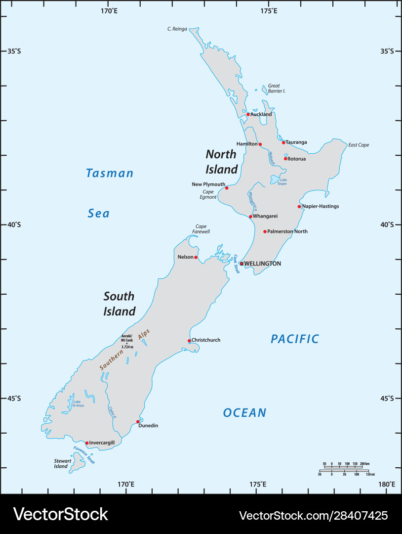 Simple map new zealand Royalty Free Vector Image
