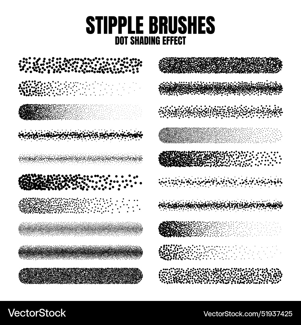 Stipple scatter brush ink drawing and texturing Vector Image