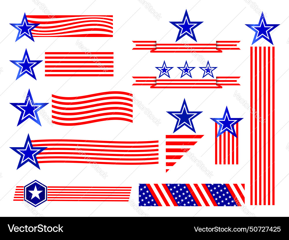 Usa flag symbols design elements Royalty Free Vector Image