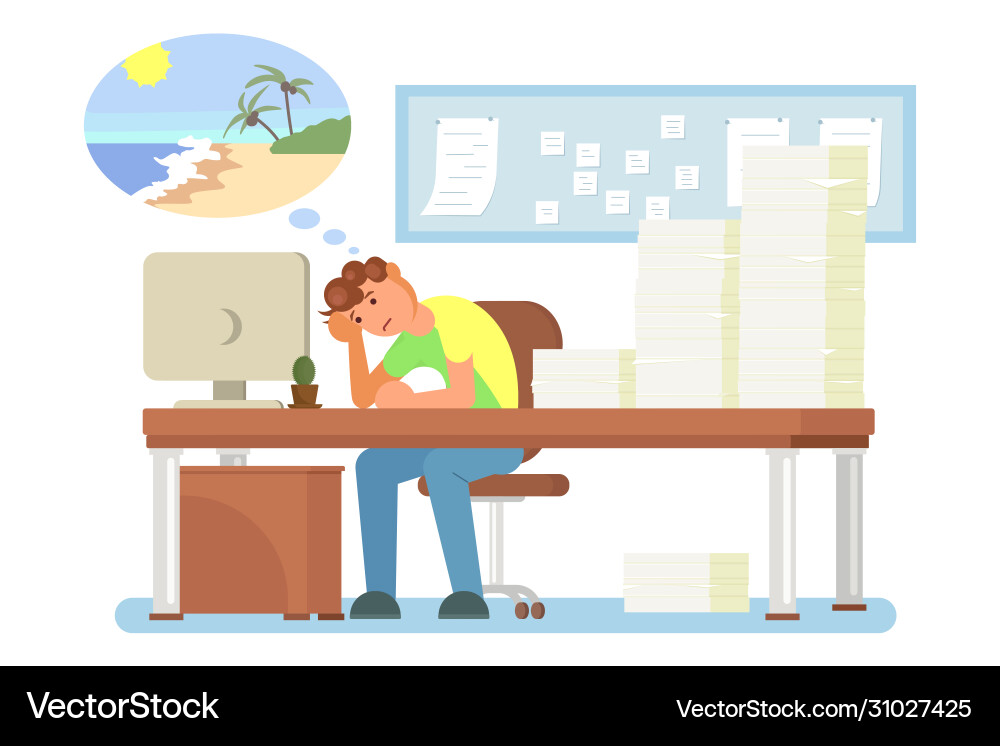 Work burnout concept flat style design Royalty Free Vector