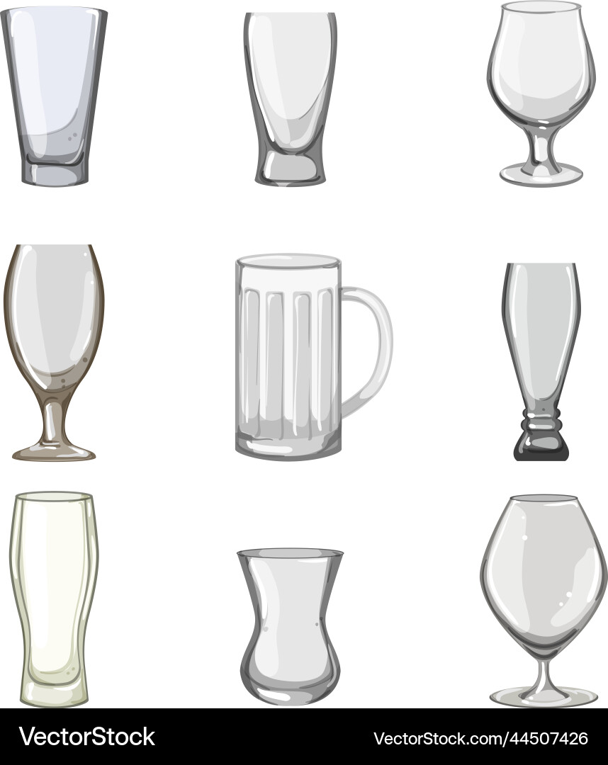 Beer glass set cartoon Royalty Free Vector Image