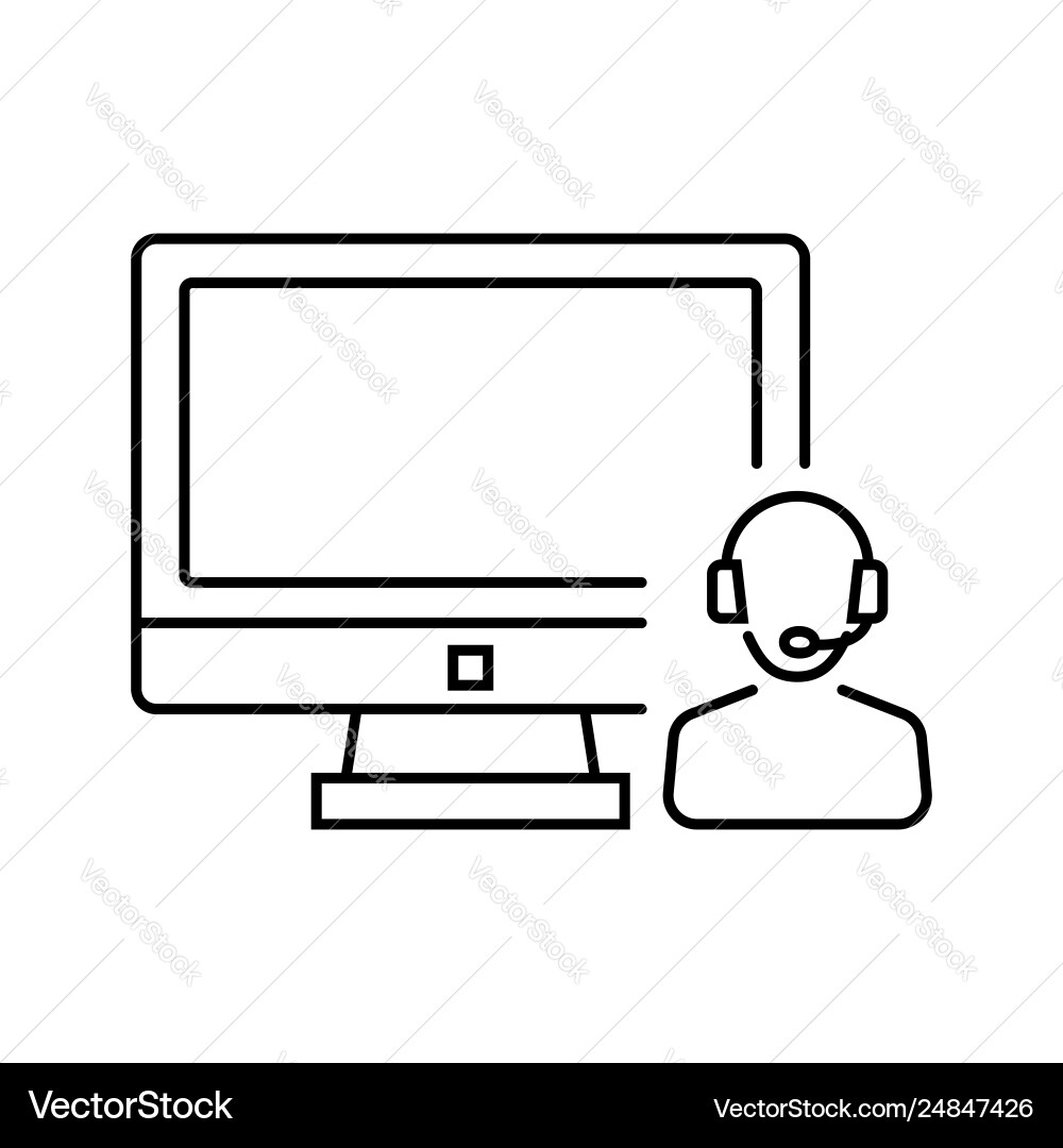 Call center system administrator icon in thin Vector Image