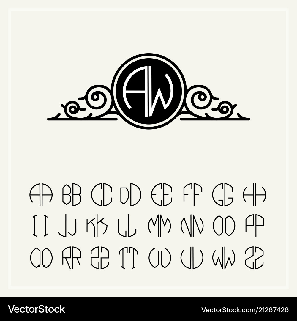 Elegant Baroque Monogram Label Royalty Free Vector Image
