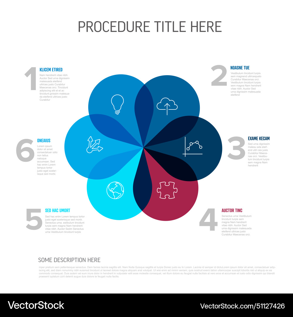 Fresh blue color infographic template with six Vector Image