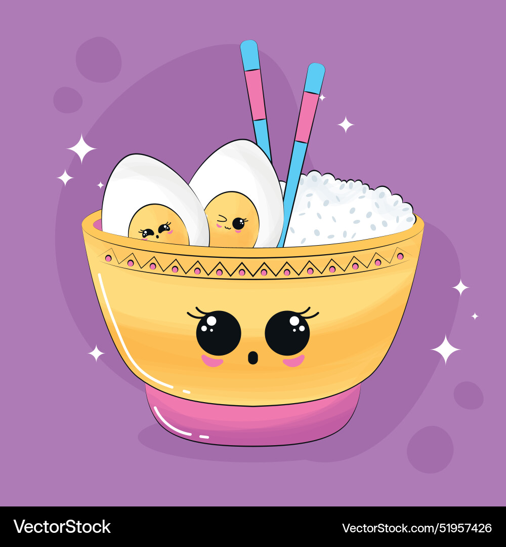 Happy cute bowl cartoon Royalty Free Vector Image