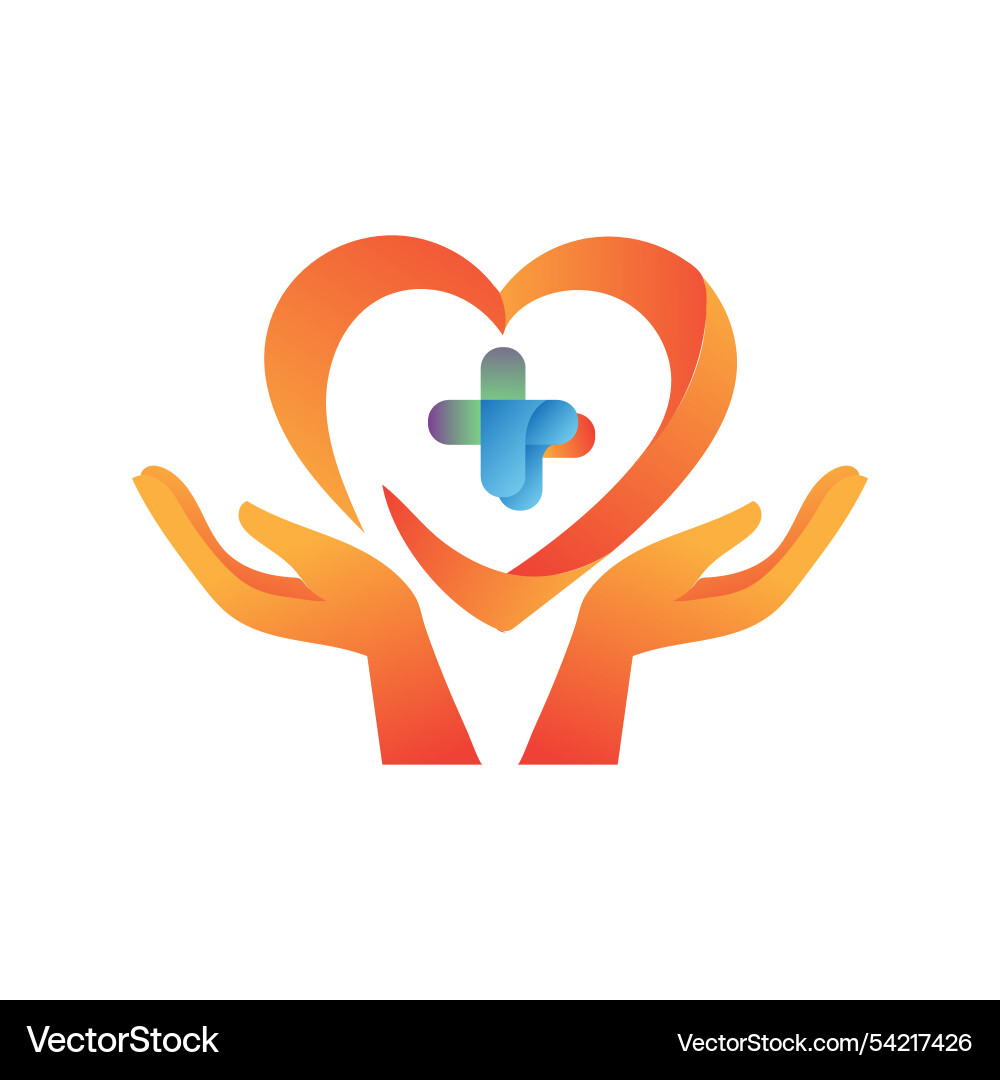 Healthcare Hands Heart Logo Royalty Free Vector Image