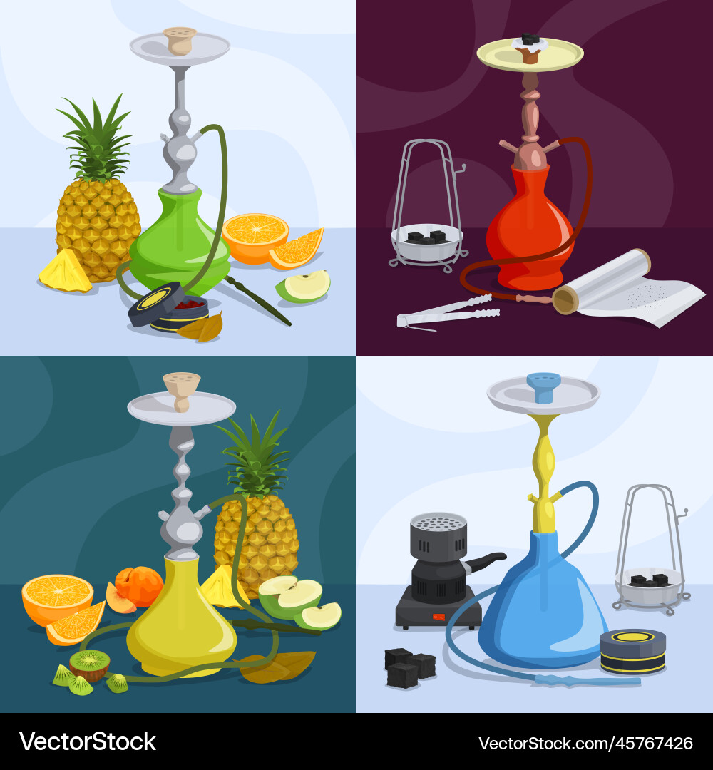 Hookah 2x2 design concept Royalty Free Vector Image