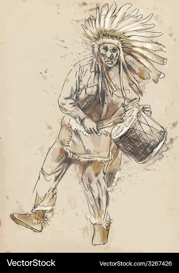 Native American Drummer Royalty Free Vector Image