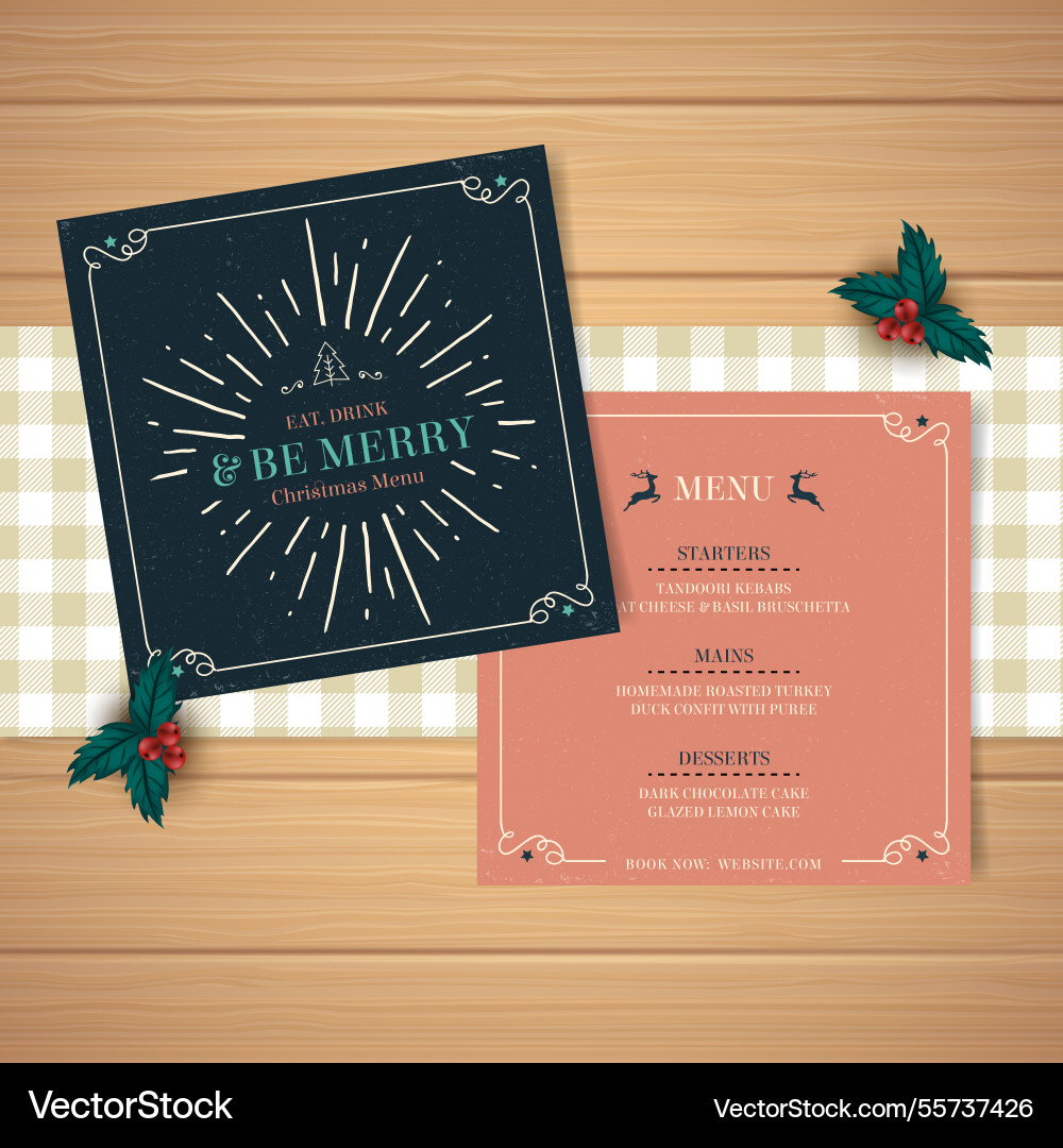 Nice vintage christmas menu Royalty Free Vector Image